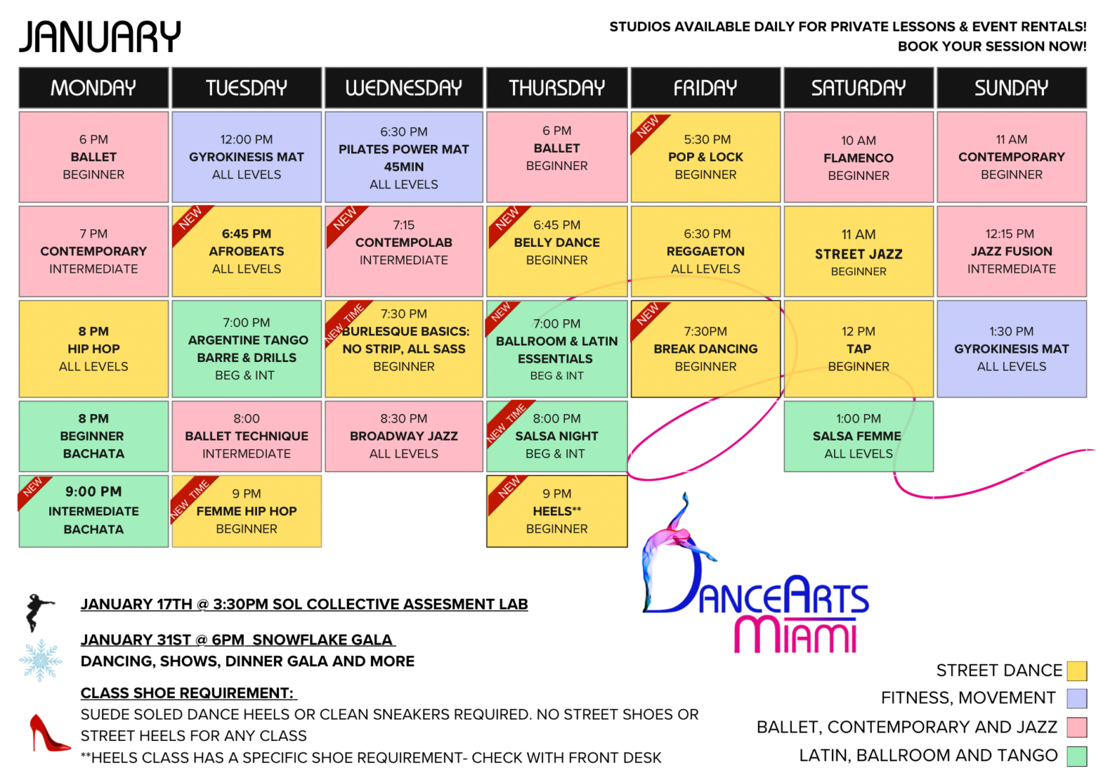 Dance Class Schedule in Miami | Daily Group Lessons